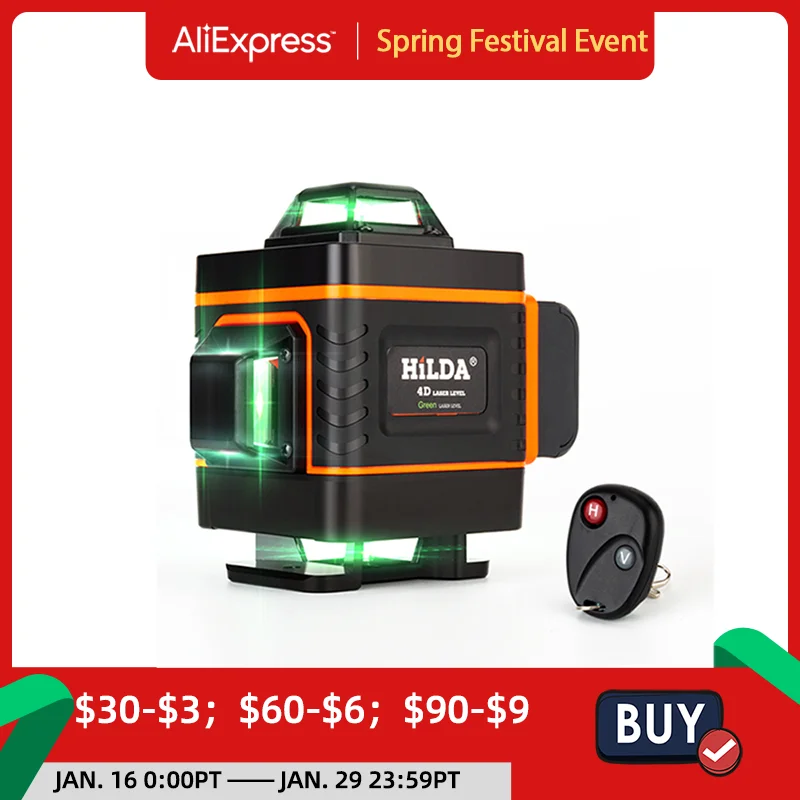 HILDA 4D Laser Level cross line Green laser level self leveling ...