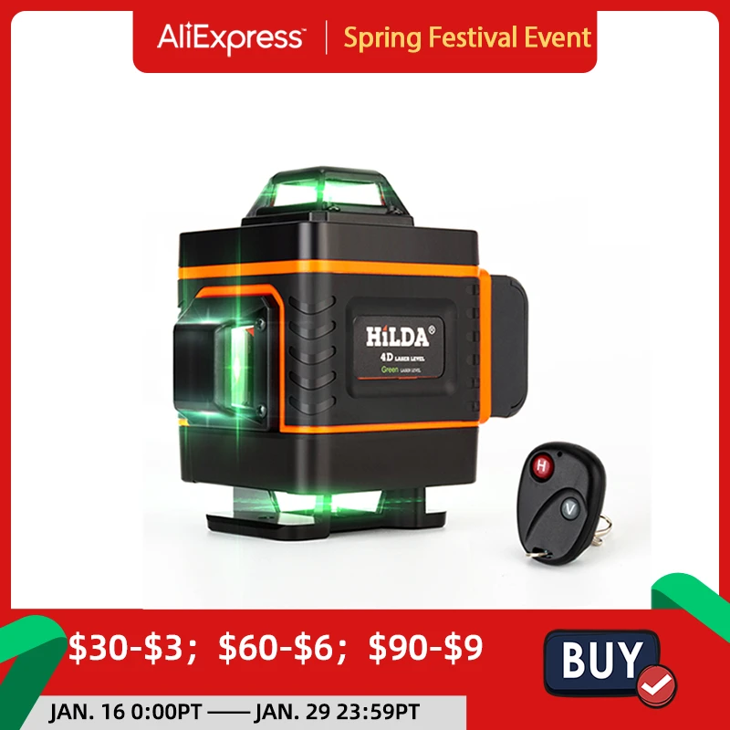 HILDA 4D Laser Level cross line Green laser level self leveling ...