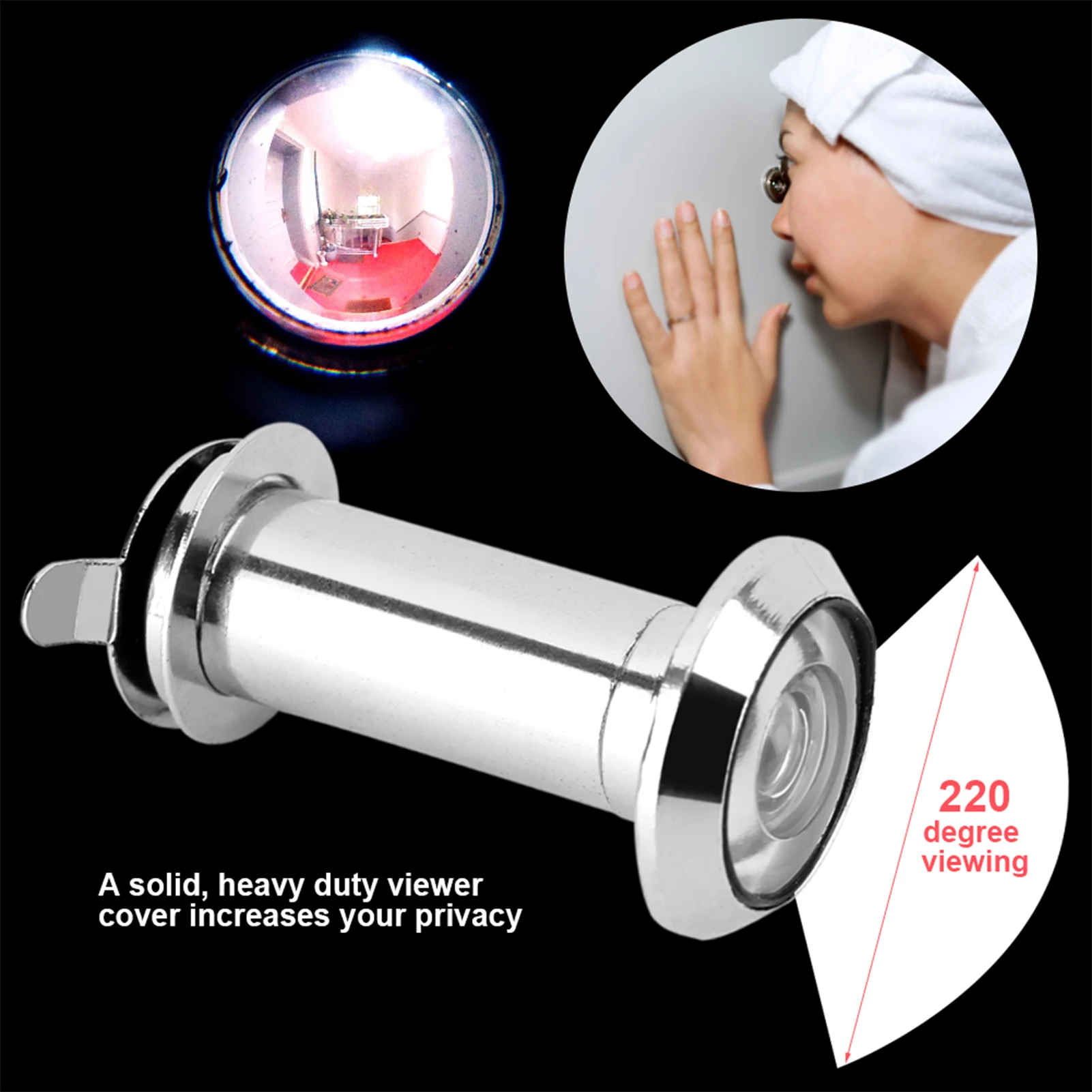 220 Degree Wide Viewing Angle Door Viewer Privacy Cover Security Door ...