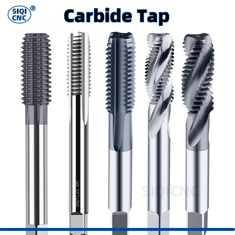 SIQICNC CNC Carbide Tap Spiral Straight Flute Fluteless Machine Thread ...