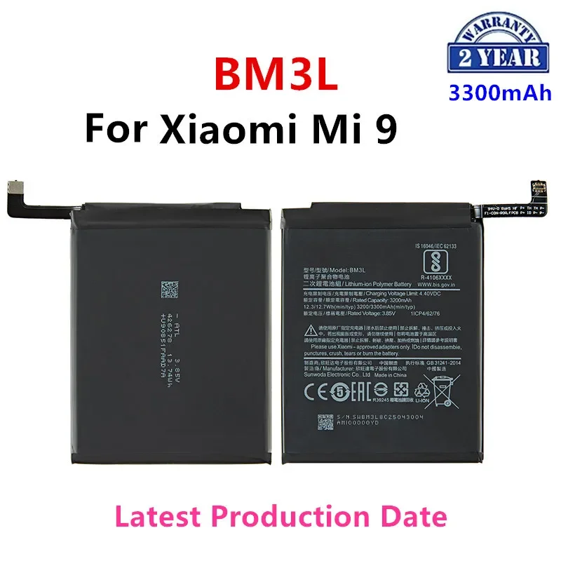 100% Orginal BM3L 3300mAh Battery For Xiaomi 9 Mi9 M9 Mi 9 BM3L High ...