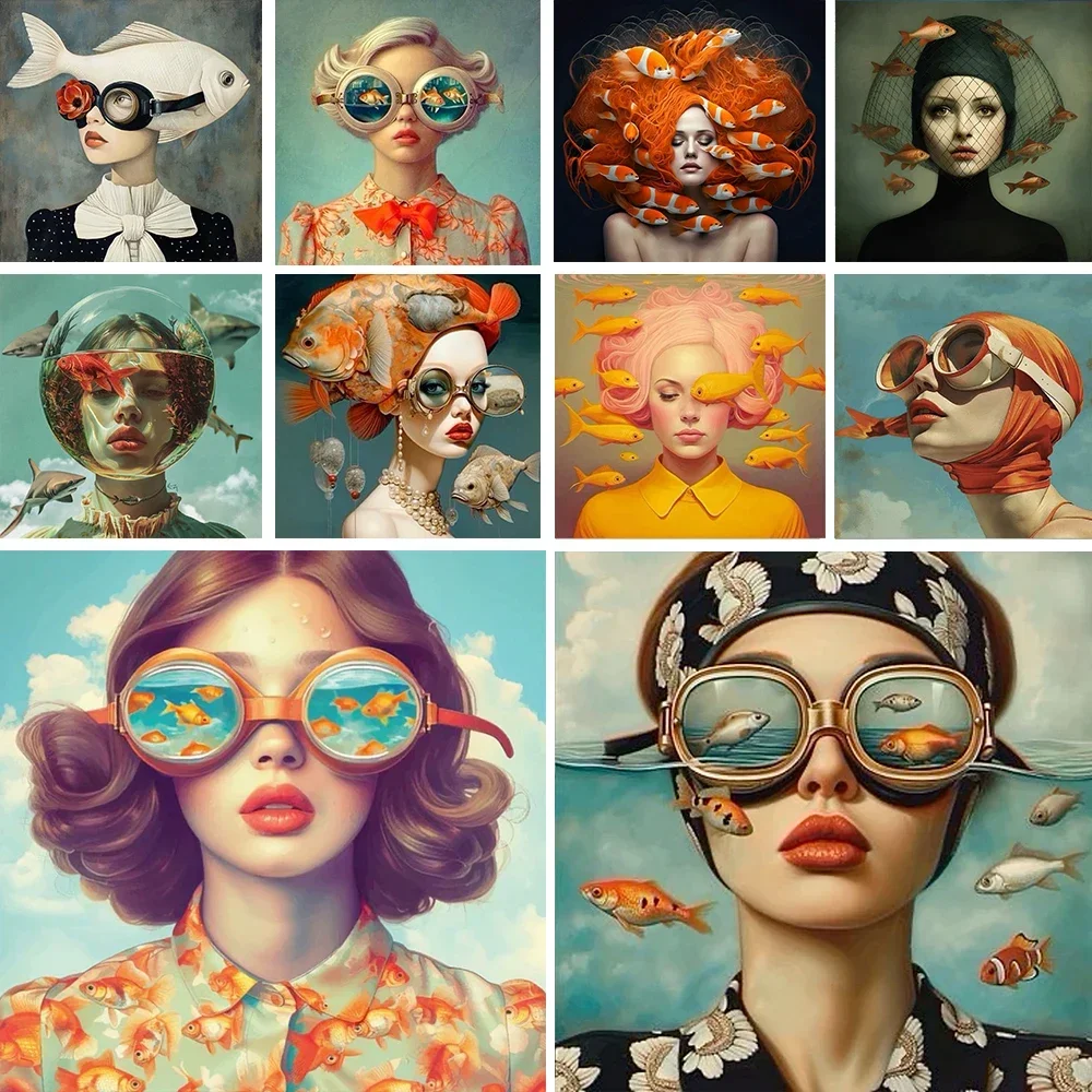 Surrealism-Woman-Portrait-Canvas-Painting-Wall-Art-Wonderful-Fantasy ...