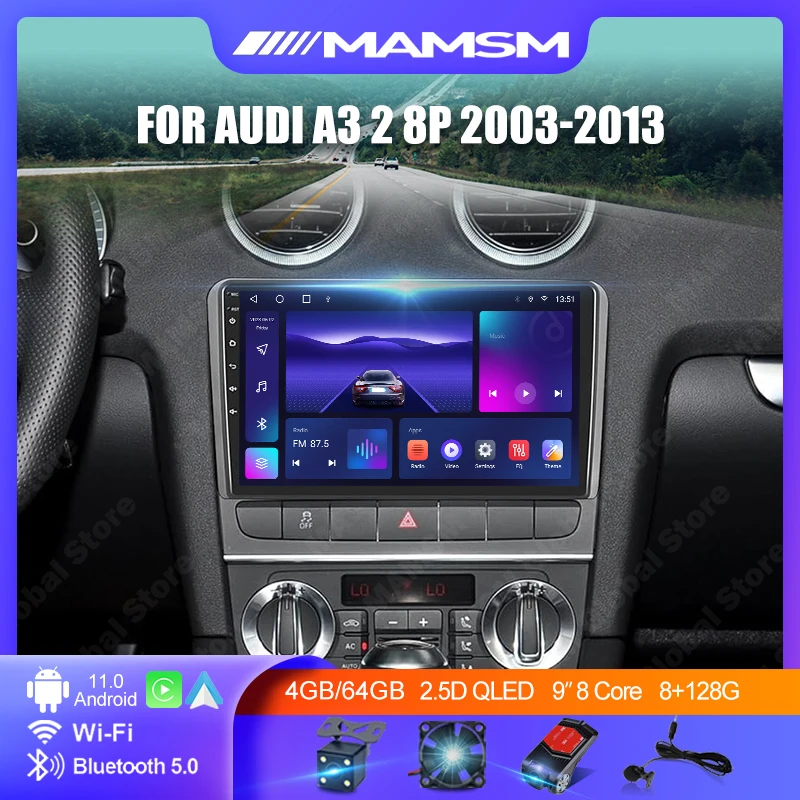 Android 13 Carplay Car Radio Multimedia Player For Audi A3 2 8P 2003 ...