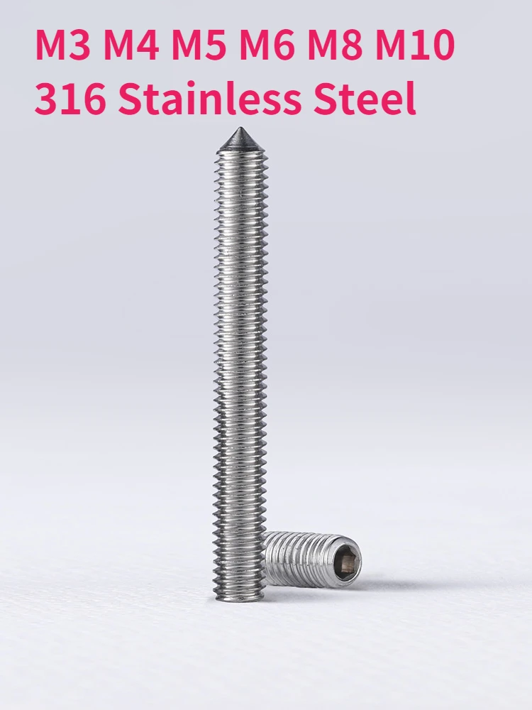 M3 M4 M5 M6 M8 M10 316 스테인레스 스틸 콘 포인트 세트 나사 테이퍼 팁 끝 그럽 볼트| | - AliExpress