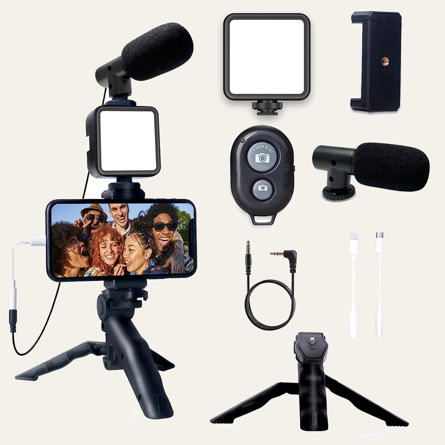 Smartphone-Vlogging-Kit-for-iPhone-Android-with-Tripod-Mini-Microphone ...