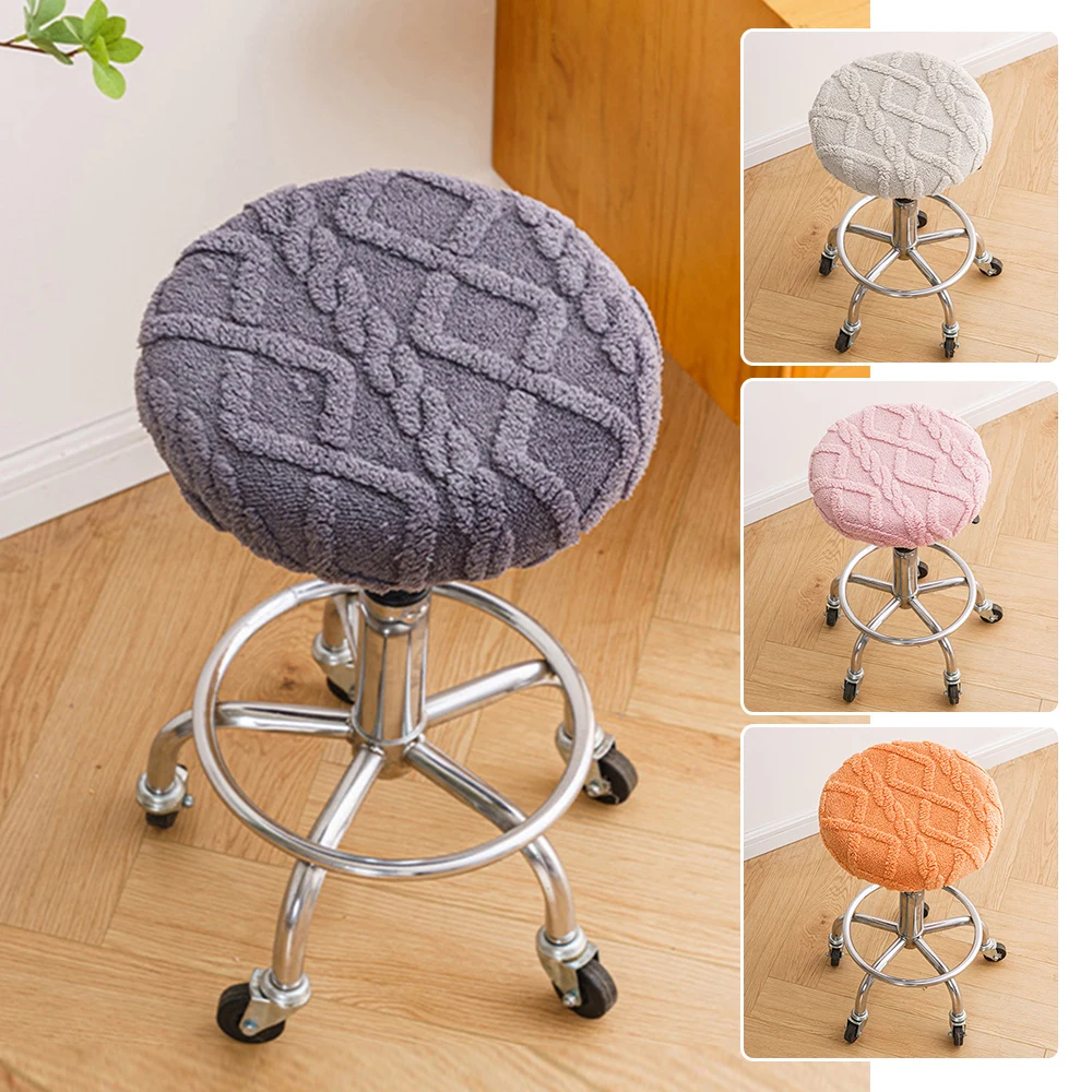 Velvet-Elastic-Round-Chair-Bar-Stool-Cover-Slipcover-Protector-Stretch ...
