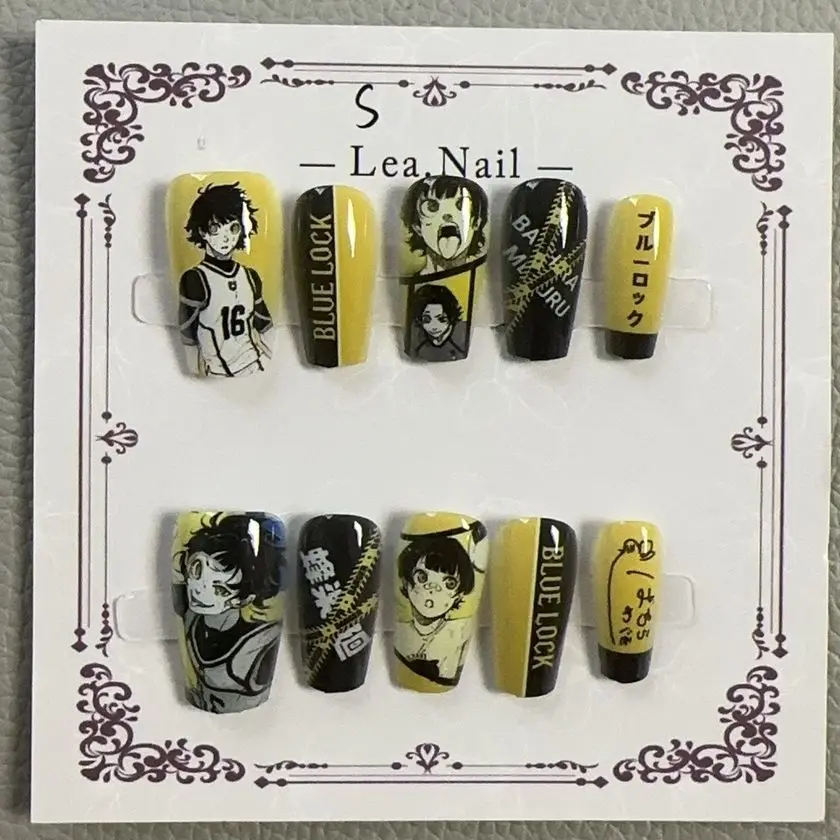 Anime-Cartoon-Blue-Lock-Bachira-Meguru-Handmade-Press-on-Nails-Fake ...