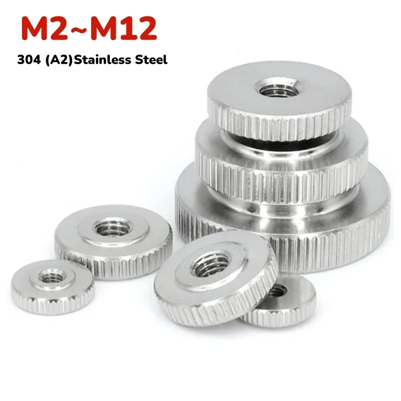 M2 M2.5 M3 M4 M5 M6 M8 M10 M12 Flat Knurled Nut 304 Stainless Steel ...
