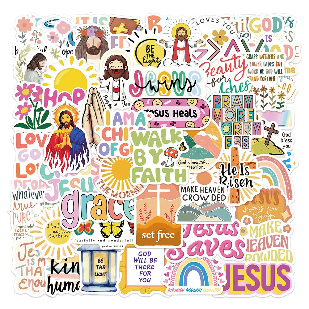 50PCS Jesus Christian Stickers Religious $tickers Bible Verse Sticker ...