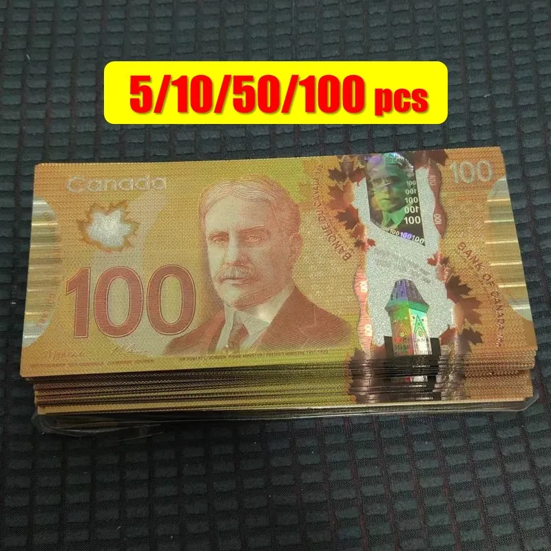 5-100pcs-100-Dollars-Canadian-Dollars-Canada-Money-Gold-Banknotes ...