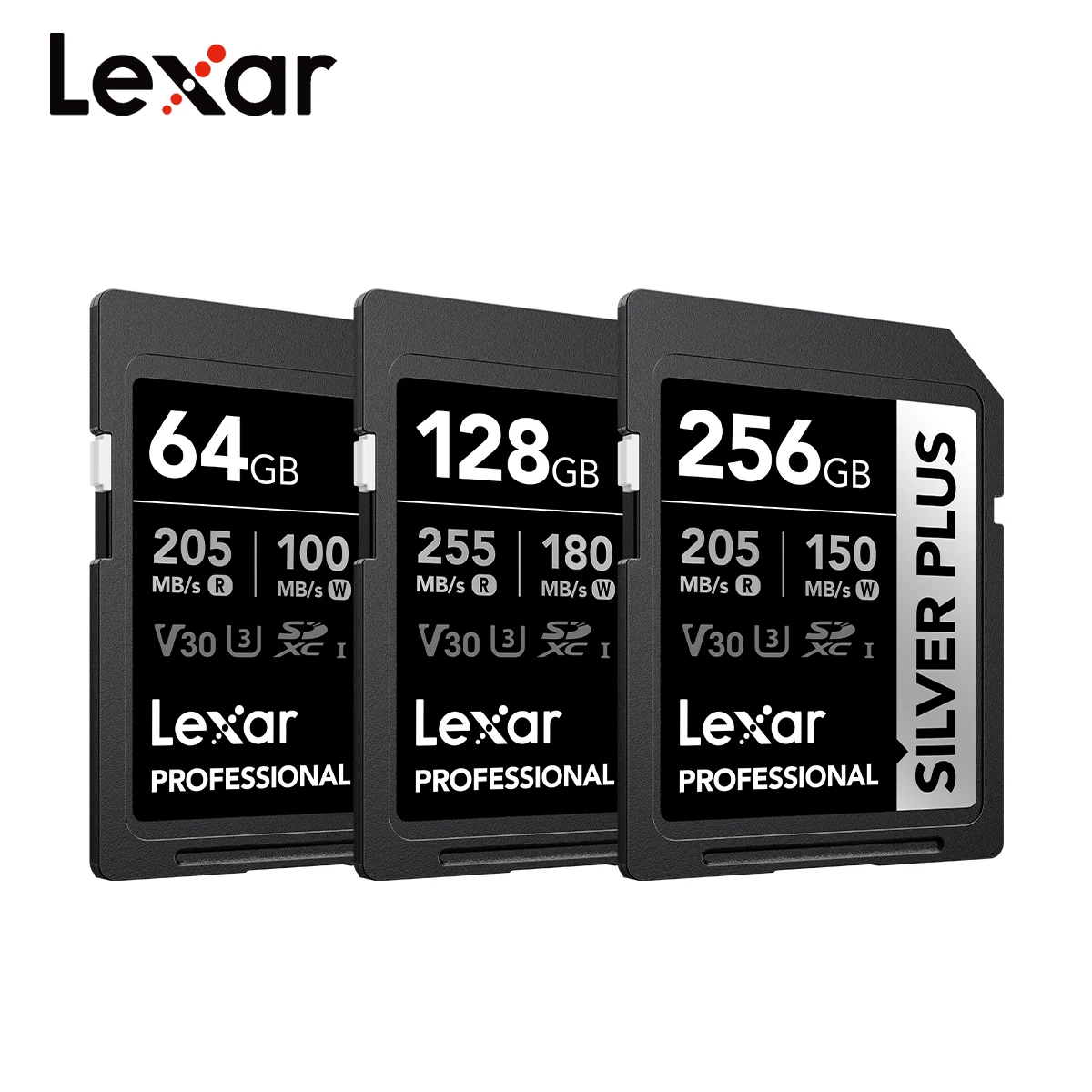 Lexar SILVER PLUS V30 SD Card SDXC UHS-I Memory Card 64GB 128GB 256GB ...