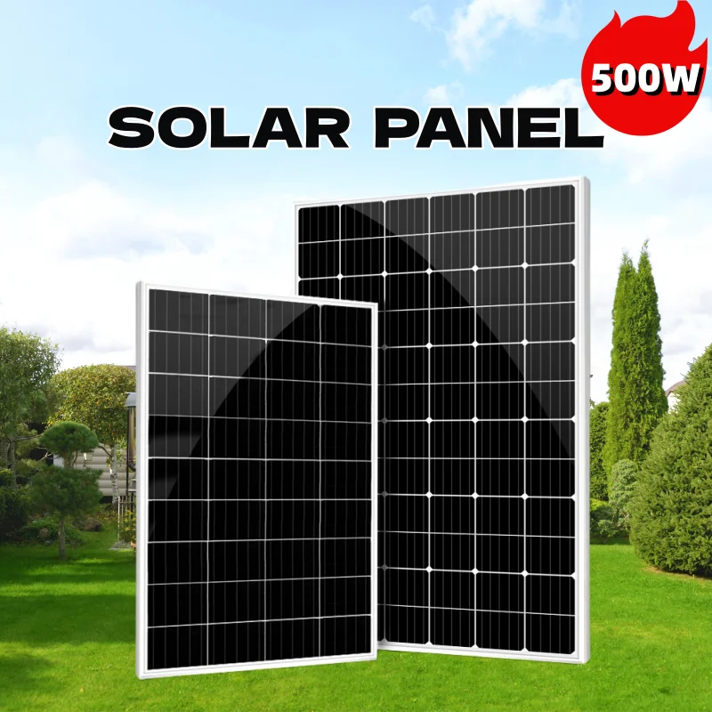 500W-Solar-Panel-18V-Glass-Aluminum-Frame-Single-Crystal-Solar-Power ...