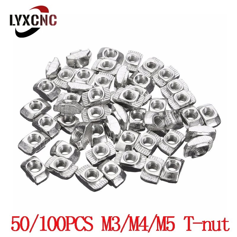 20/50/100pcs M3/M4/M5*10*6 For 20 Serie T Slot T Nut Slide Hammer Drop In Nut Fasten Connector ...