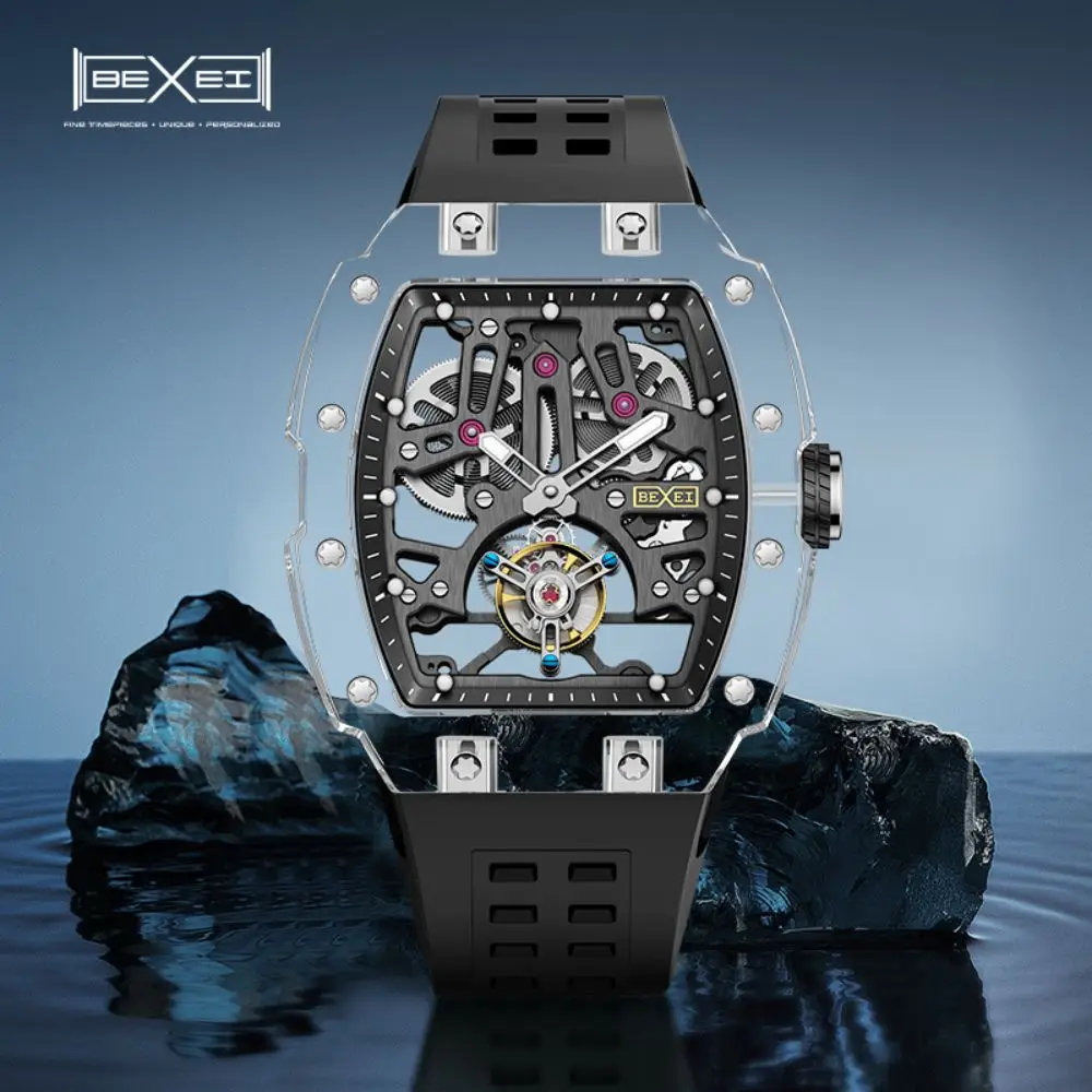 BEXEI-reloj-tourbillon-con-esqueleto-de-cristal-K9-transparente-para ...
