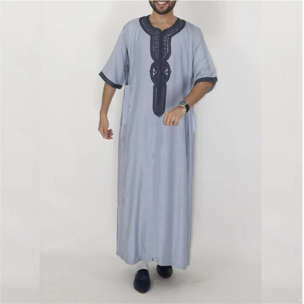 4XL Abaya For Men Loose Arab Men's Islam Thobe Robe Muslim Embroidered ...