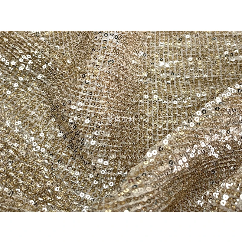 Gold-Pleated-Mesh-Gloss-Sequin-Embroidered-Pleated-Fabric-DIY-Party ...