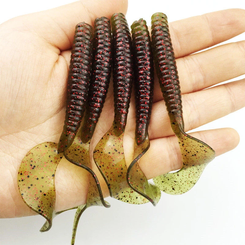 Bass Fishing Rubber Worms | Soft Baits Long Fishing Lures - 5pcs/lot ...