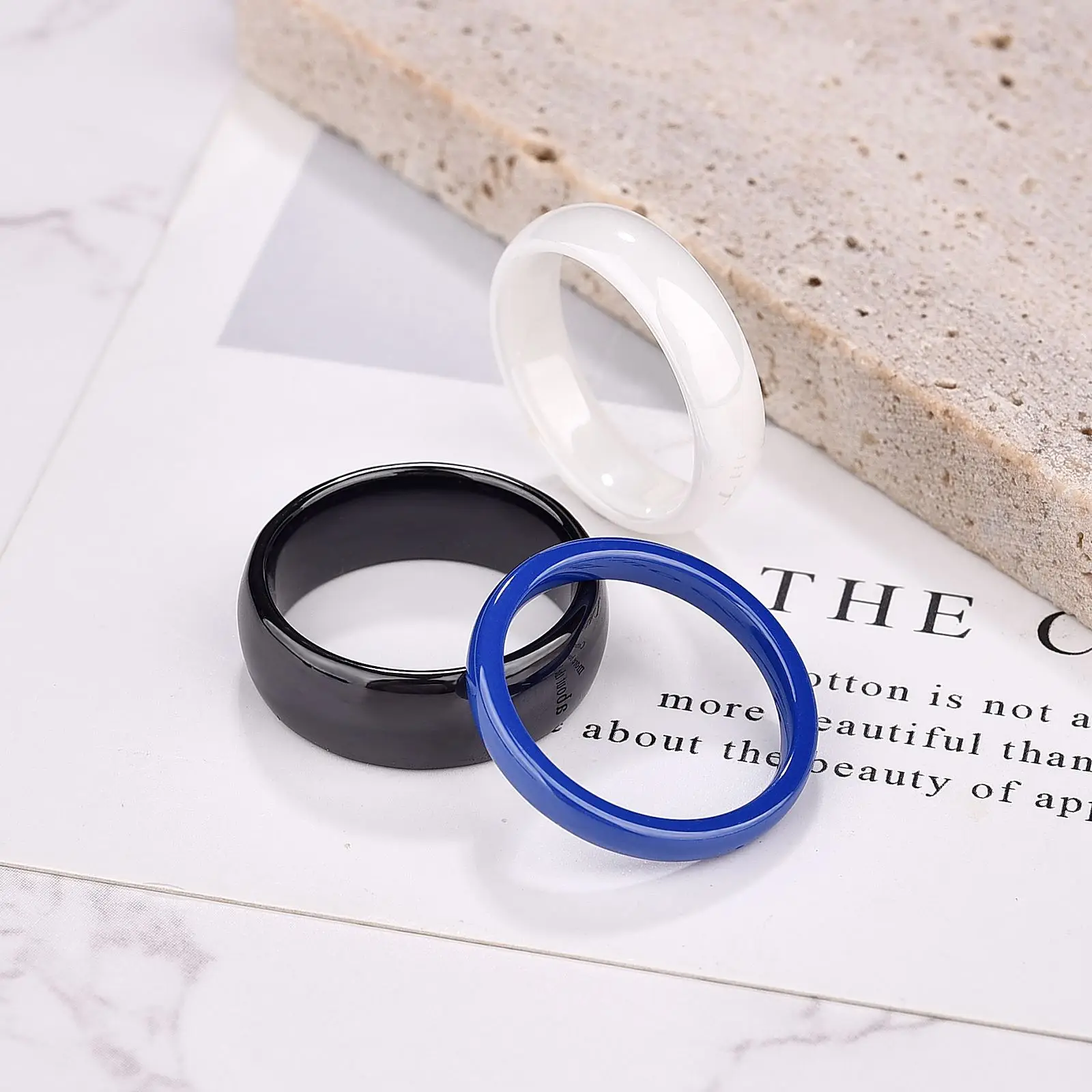 New-Art-Design-Smooth-Circular-Ceramic-Rings-Women-Gothic-Party ...