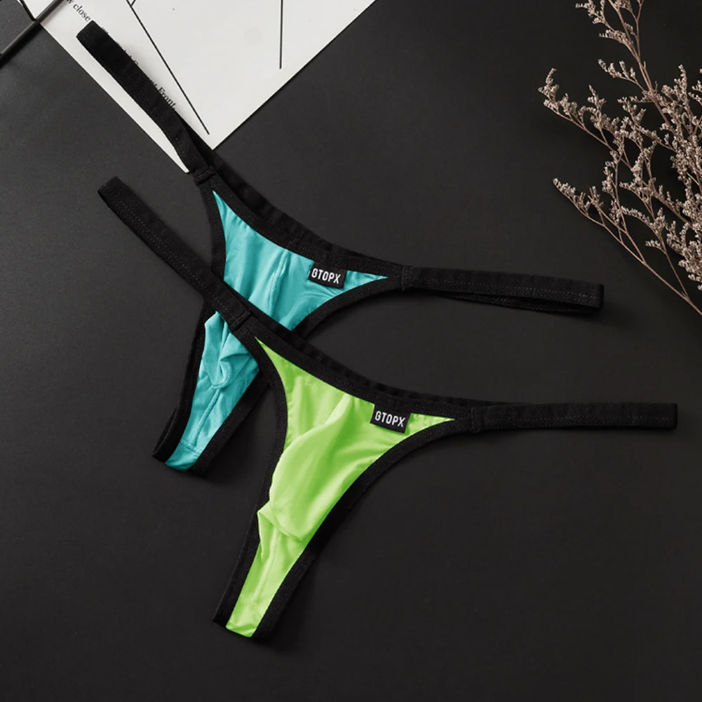 String Ultra-fin sans couture pour hommes, sous-vêtement Sexy en Nylon ...
