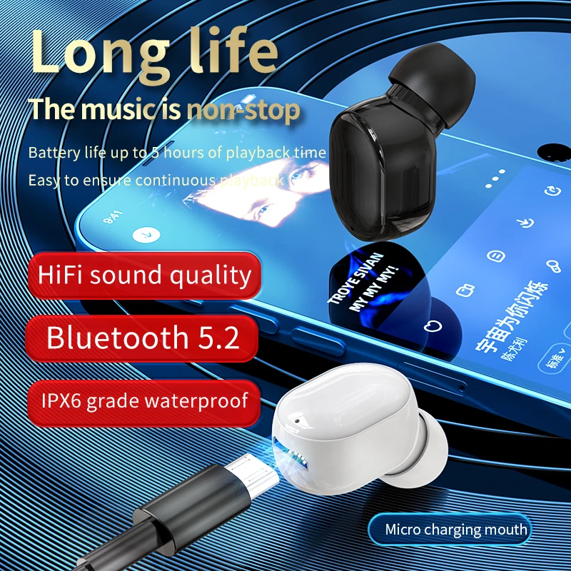 S8 Wireless In Ear Mini Bluetooth Earphones with Microphone Sports ...