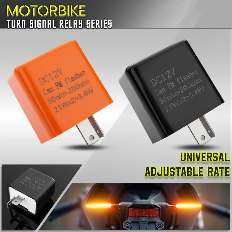 2 Pin LED Flasher Relay Adjustable Frequency Square Flashing Motorcycle ...