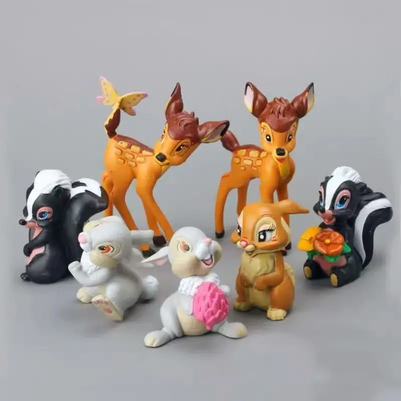 Disney Cartoon Anime 7pcs Bambi Cute Doll PVC Model Thumper Flower ...