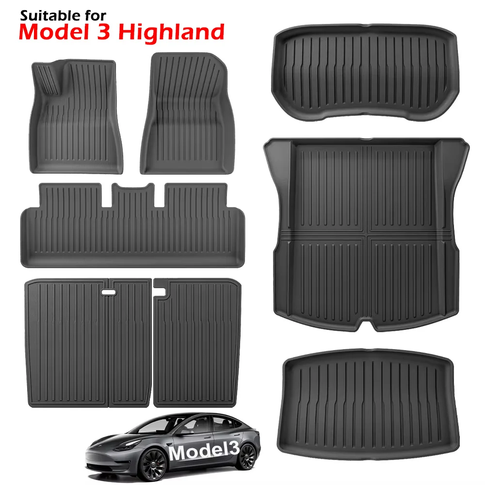 For 2024 2025 Tesla Model 3 Highland Floor Mats TPE All Weather Front ...