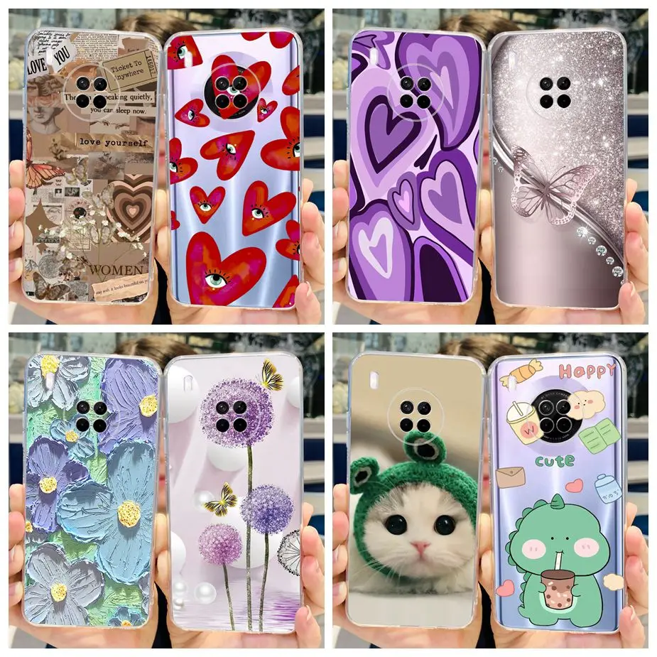 For-Huawei-Y9a-Case-FRL-L22-FRL-L23-Luxury-Painted-Cover-Clear-Silicone ...