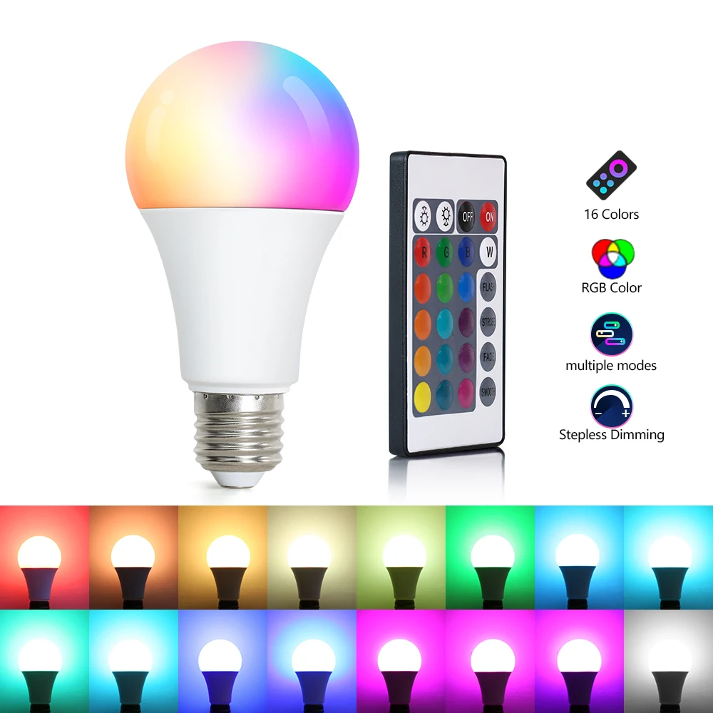 16-Colors-RGB-Bulb-LED-Multicolor-Bulb-E27-Base-220V-Household-Lighting ...