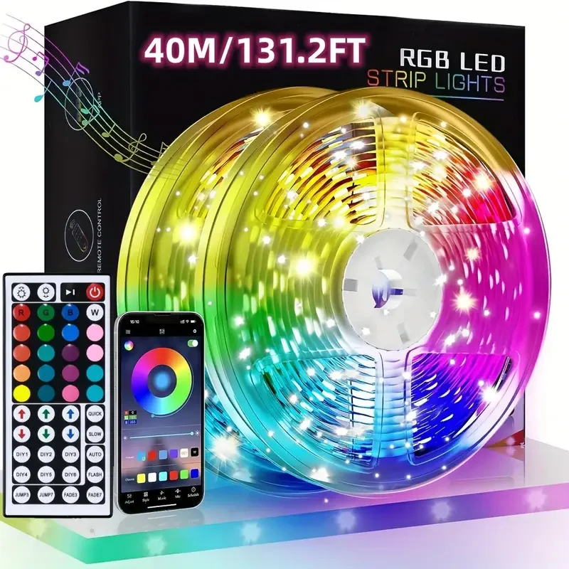 USB 1-40M LED Light Strip USB RGB 5050 Bluetooth 44keys Wifi APP ...