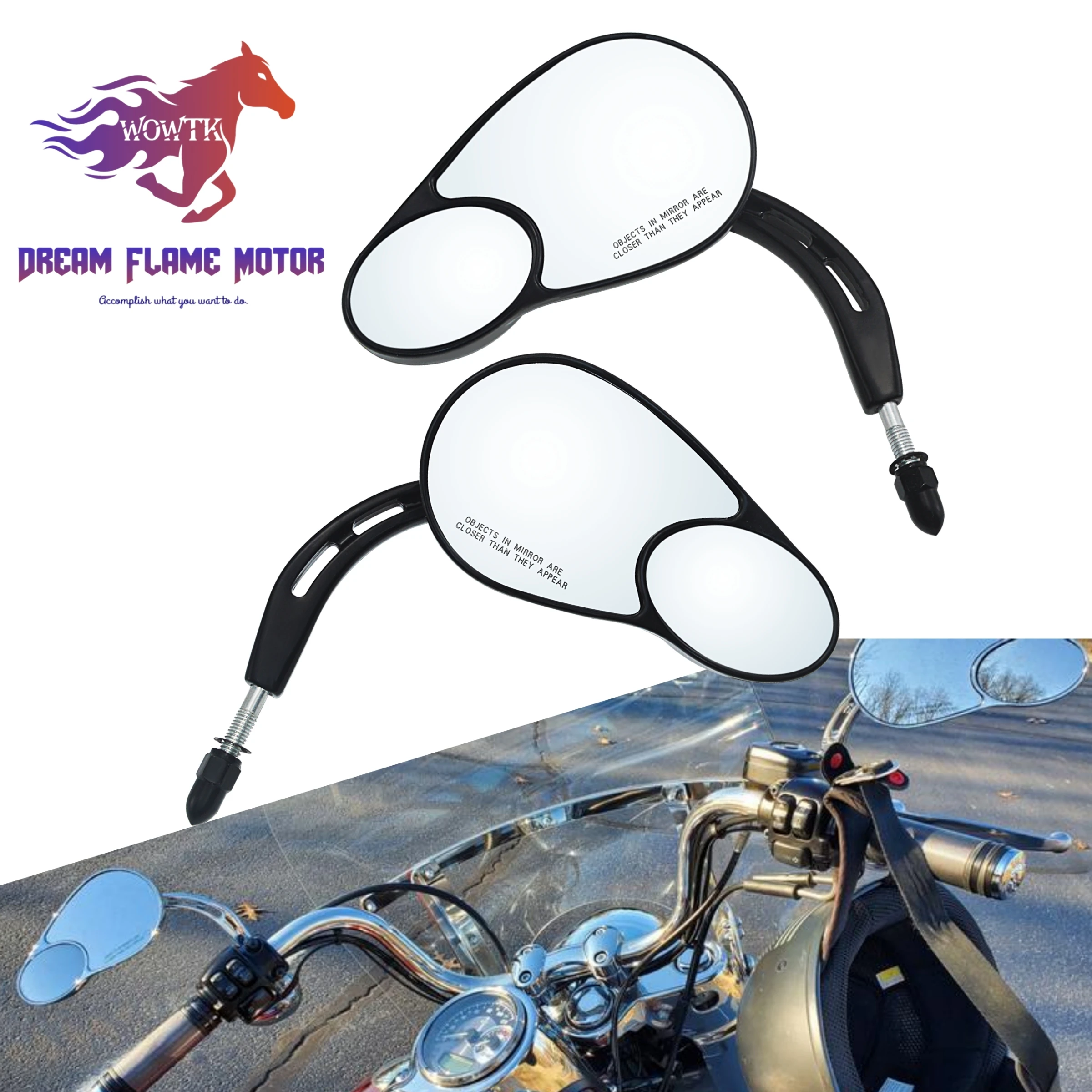 5-16-Split-Vision-Rearview-Mirrors-Motorcycle-For-Harley-Touring-Road ...