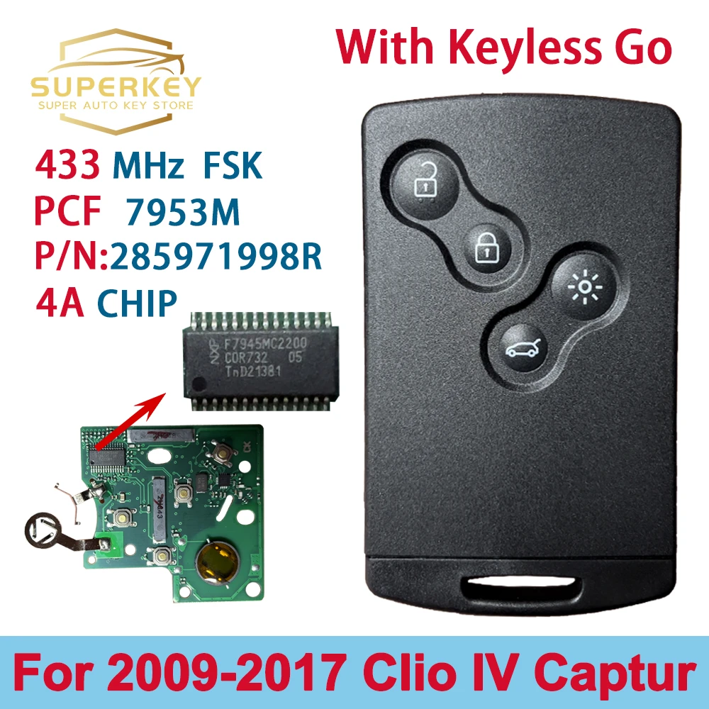 SUPERKEY 285971998R 433 MHZ 4A Chip Keyless Smart Key For 2009 2010 ...
