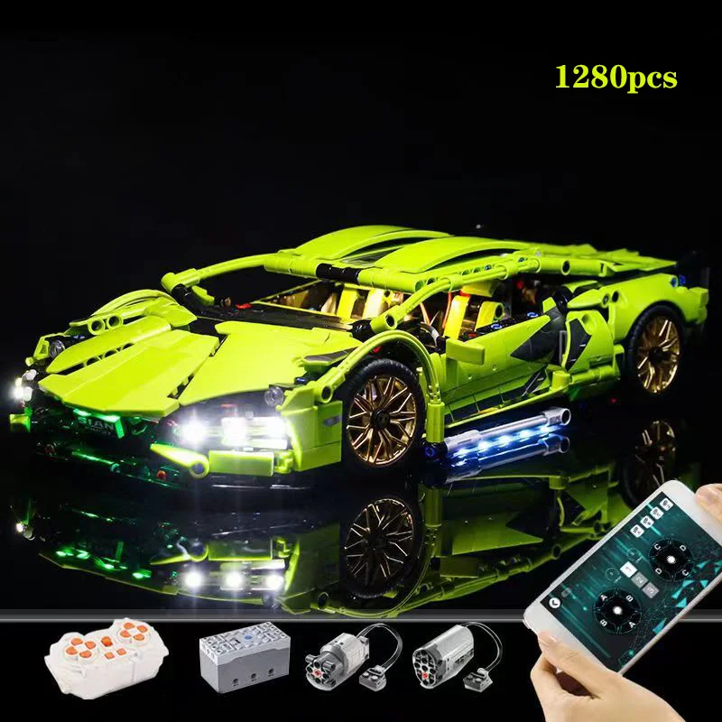 1280PCS Technical 1:14 Green Lamborghinied Sian Racing Sports Car ...