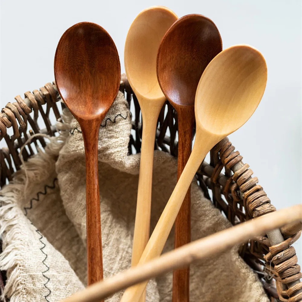 Japanese Style 6 Pcss Wooden Spoon for Eating Mixing Stirring Cooking ...