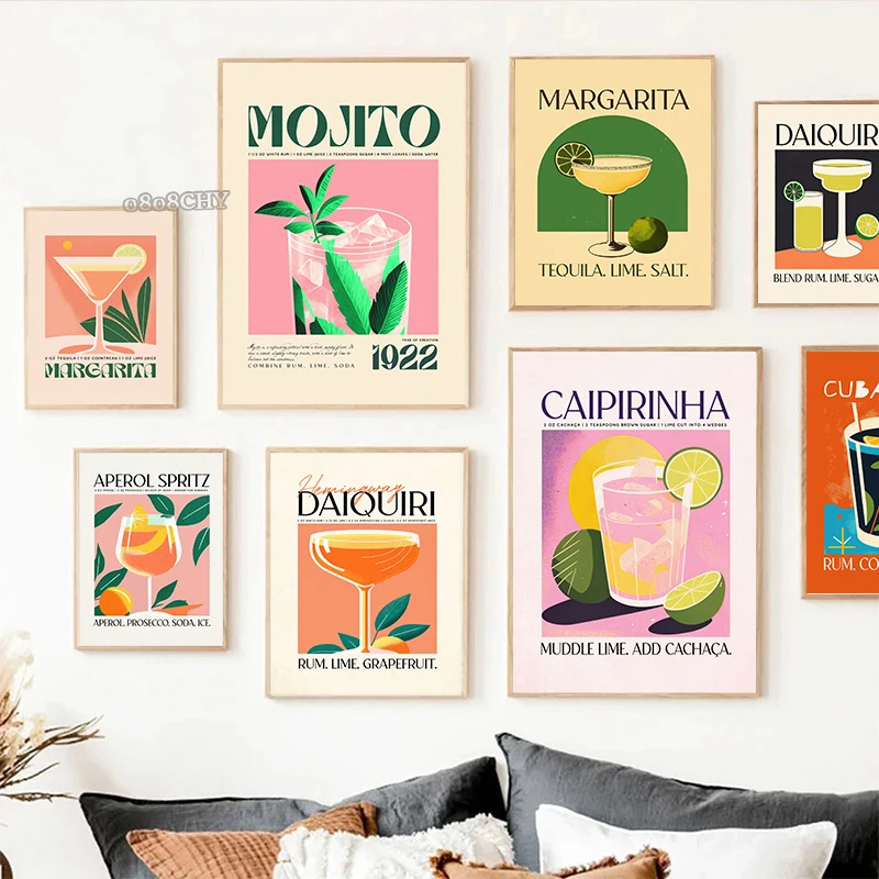 Nordic Tiki Bar Poster Summer Beverage Cocktail Art Canvas Wall Art ...