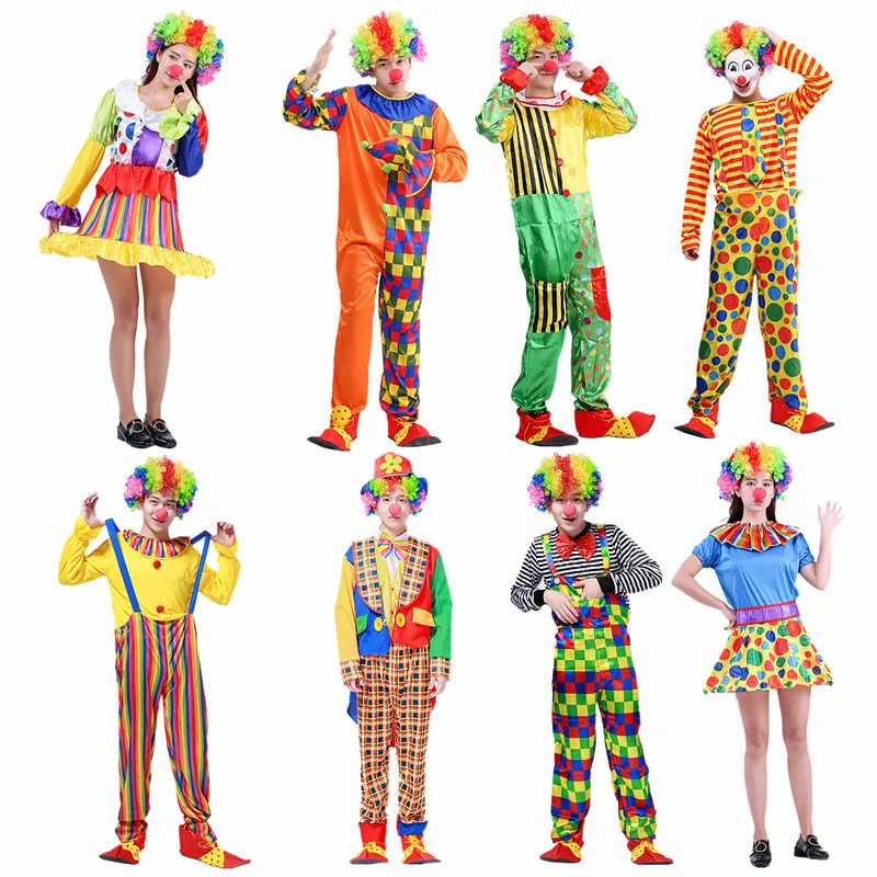 Party-Clown-Costume-Red-Clown-Nose-Shoes-Hat-Rainbow-Clown-Wig-and ...