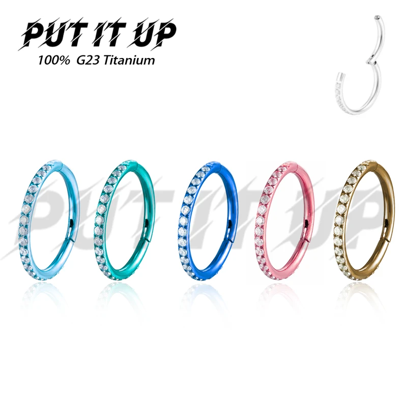 Anodized Titanium Nose Rings 16G 18G Hinged Diaphragm Clicker Segments ...