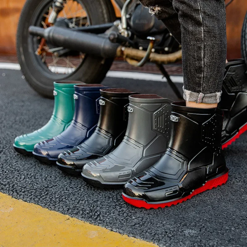 Outdoor-Riding-Rain-Boots-Motorcycle-Non-slip-Waterproof-Shoes-Mid-tube ...