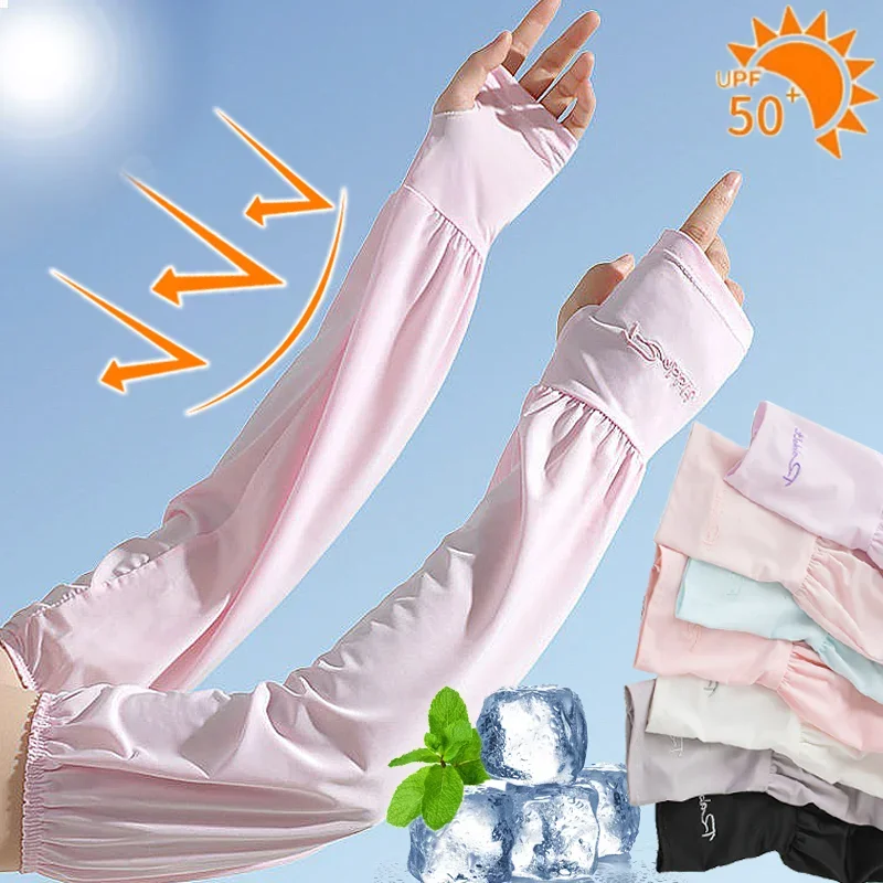 New-Summer-Ice-Silk-Sun-protective-Sleeve-Loose-Outdoors-Cycling-Tennis ...