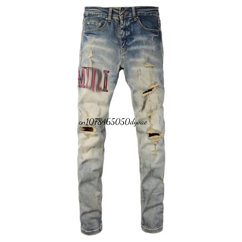 2023-Amiris-New-Men-Jeans-Hole-Light-Blue-Dark-gray-Man-Long-Pants ...