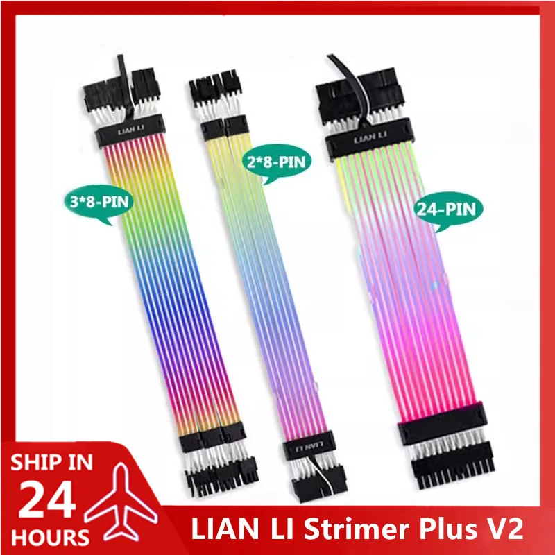 Lian-Li-Strimer-Plus-V2-Neon-PSU-Extension-Cable-ARGB-ATX-24Pin-GPU ...