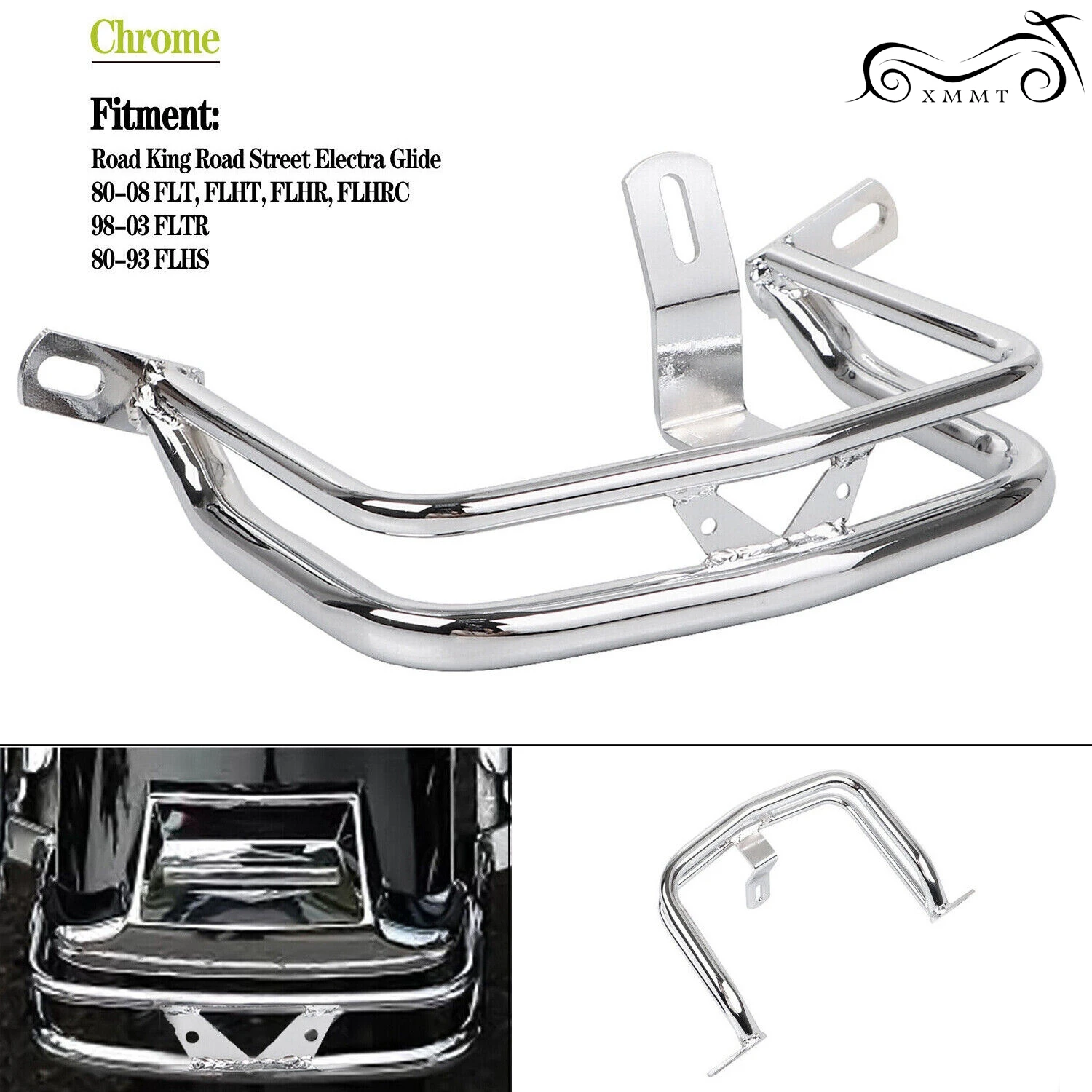 Chrome-Motorcycle-Rear-Fender-Rail-Trim-Bumper-For-Harley-Touring ...