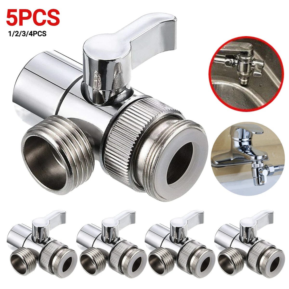 1-5PCS-3-Way-Sink-Splitter-Diverter-Valve-for-Shower-Kitchen-Switch ...