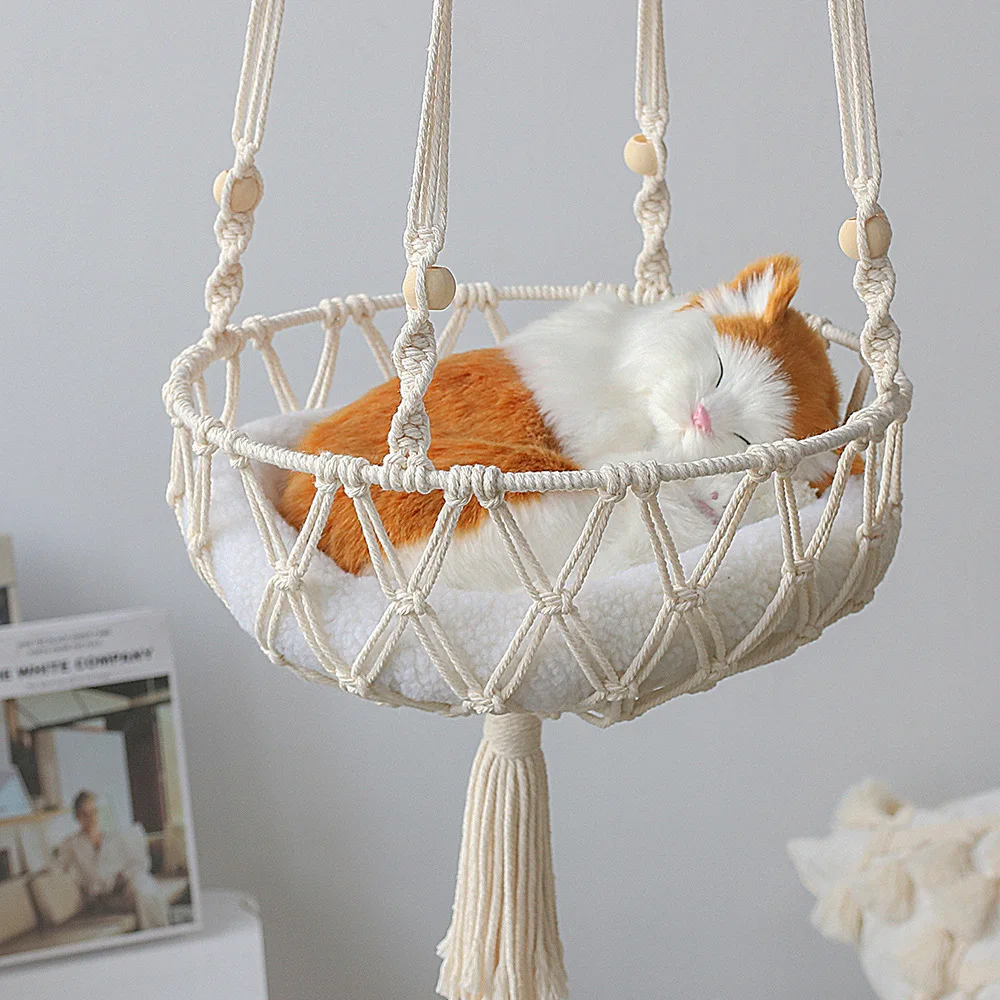 Cat-Hammock-Hanging-Basket-Swing-Window-Cute-Pet-Cat-Hand-woven-Cotton ...