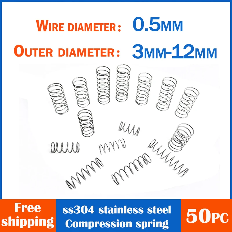 304 Stainless Steel Compression Spring,wire Diameter 0.5,return Spring ...