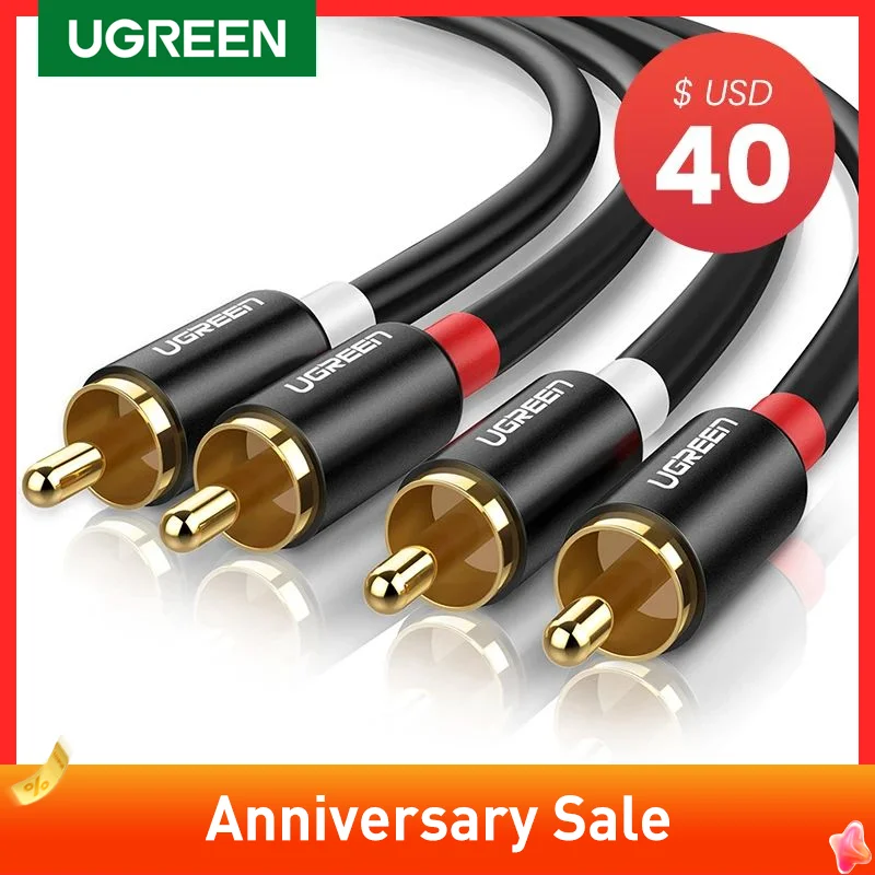 UGREEN-RCA-Stereo-Cable-2-RCA-Male-to-2RCA-Male-Stereo-Audio-Cable-for ...