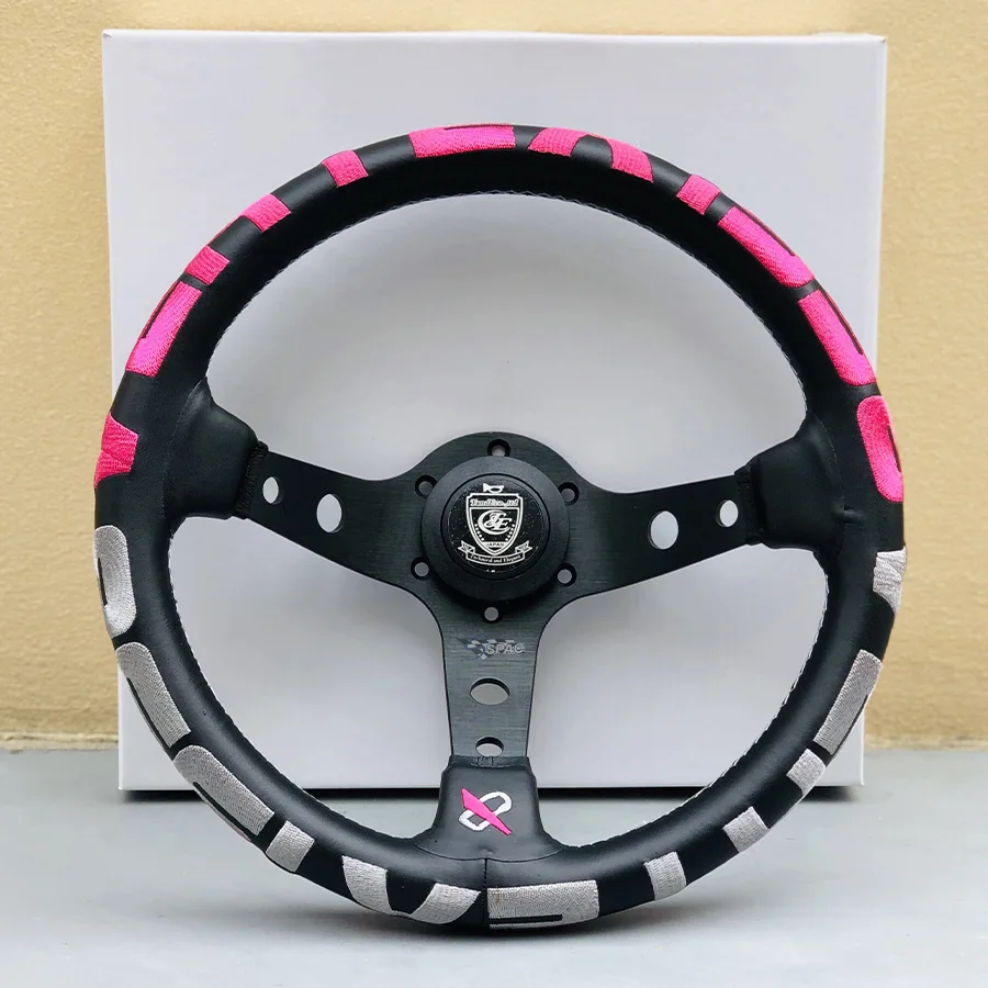 VERTEX JDM LEATHER STEERING WHEEL - 1996 PINK - 330MM