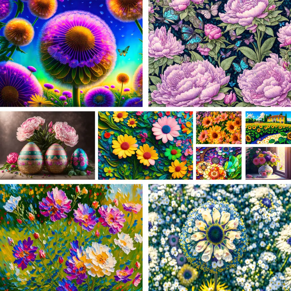 Oil-Paintings-With-Paints-By-Numbers-Flowers-Handicraft-Wall-Art ...