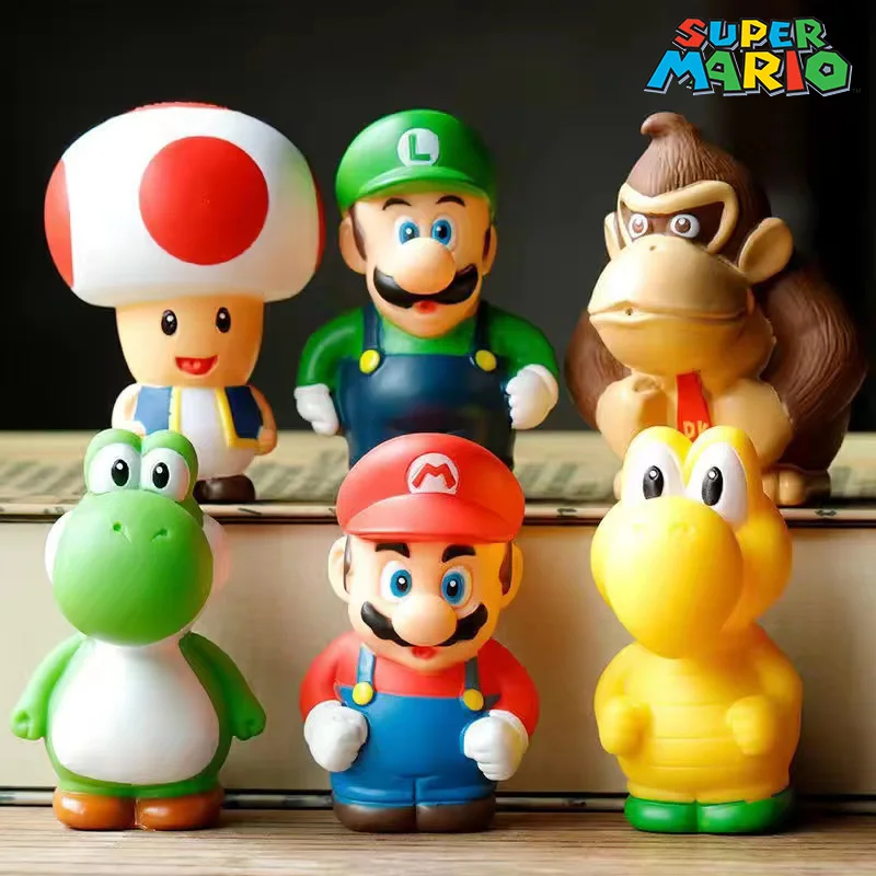 6pcs Super Mario Figures Toys 3inch Mini Luigi Kinopio Yoshi Koopa ...