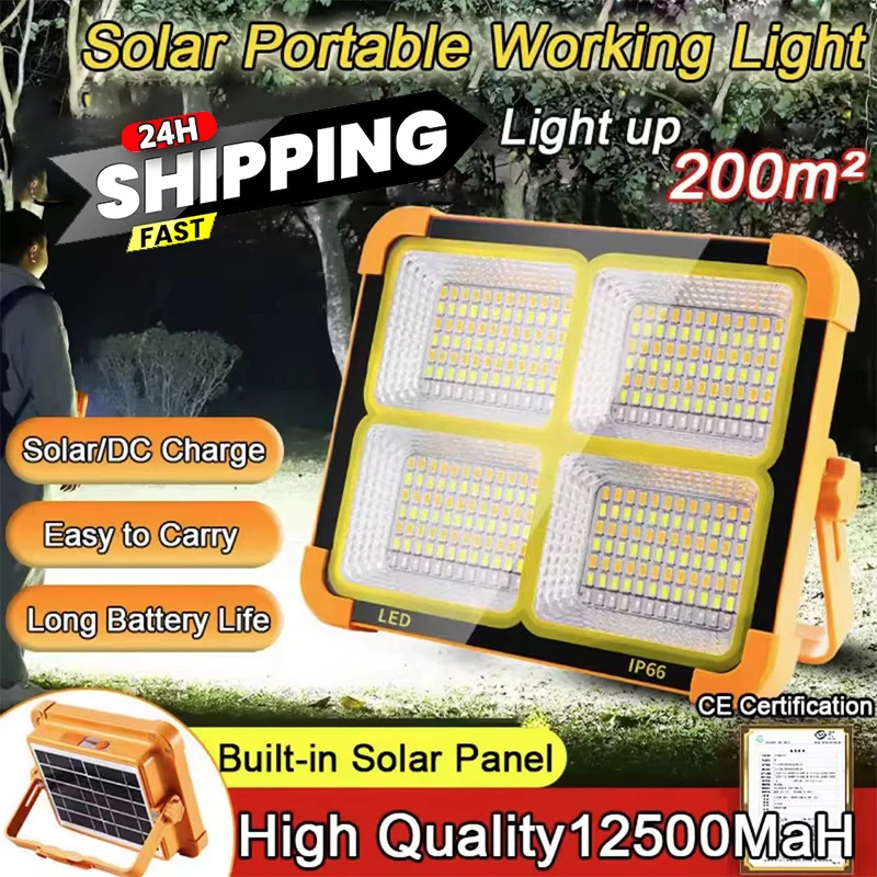New-Rechargeable-Solar-Flood-Light-Outdoor-Portable-LED-Reflector ...